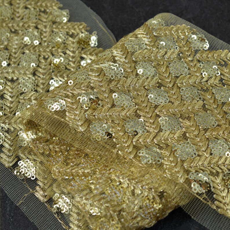 4 Metallic Sequin and Thread Trim by 1-yard Gold - Etsy