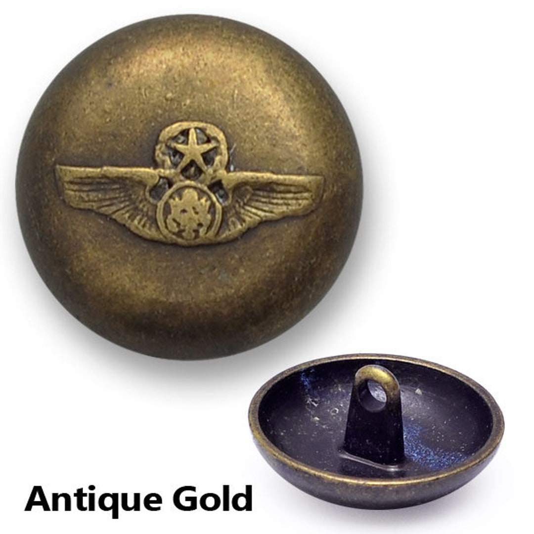20mm Vintage Metal Military Wings Button With Shank by 1 Pc 2 - Etsy