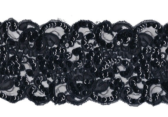 Sequin Embroidery Ribbon Lace Trim Bridal Lace 4-3/4 Inch by - Etsy