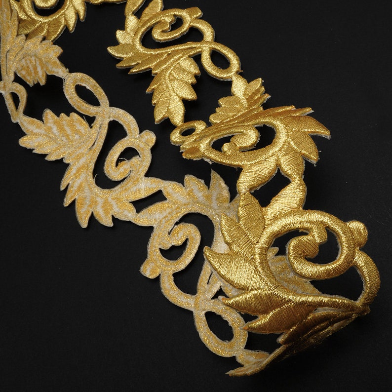 2 Iron on Metallic Lace Trim for Bridal Costume or | Etsy