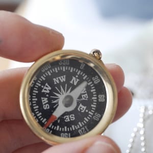 Personalised Small Brass Compass Leather Cord Necklace - Etsy UK