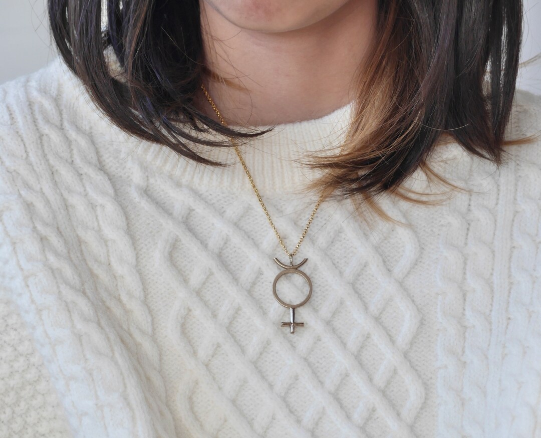 Bronze Mercury Planet Symbol Astrology, Alchemy Charm Necklace - Etsy