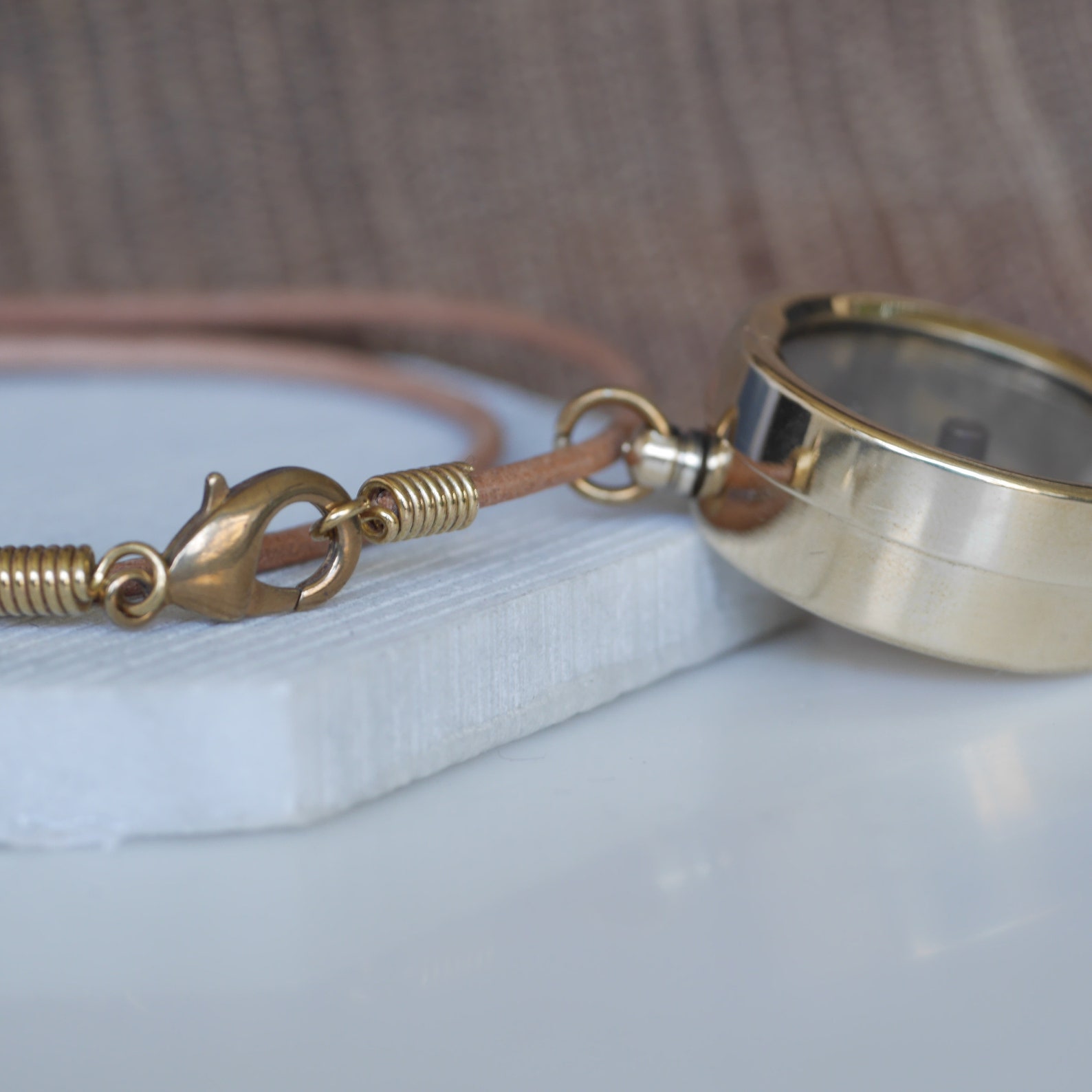 Personalised Small Brass Compass Leather Cord Necklace | Etsy UK