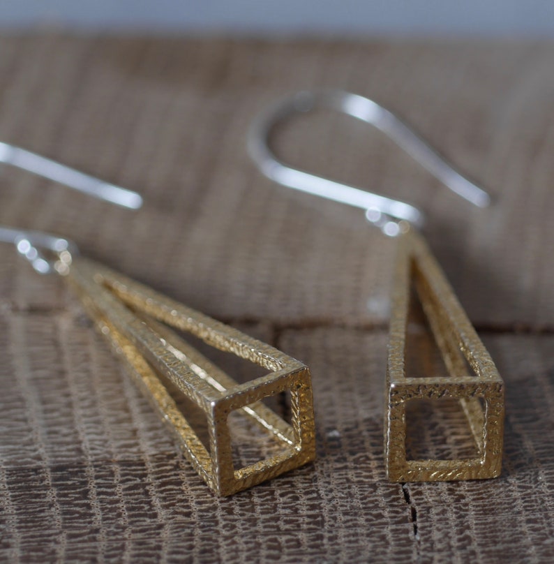 Textured Prism Triangle Geometric Drop Earrings - Etsy UK