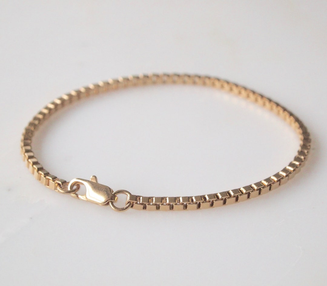 14K Gold Filled Box Chain Bracelet: Minimalist Unisex Jewelry - Etsy