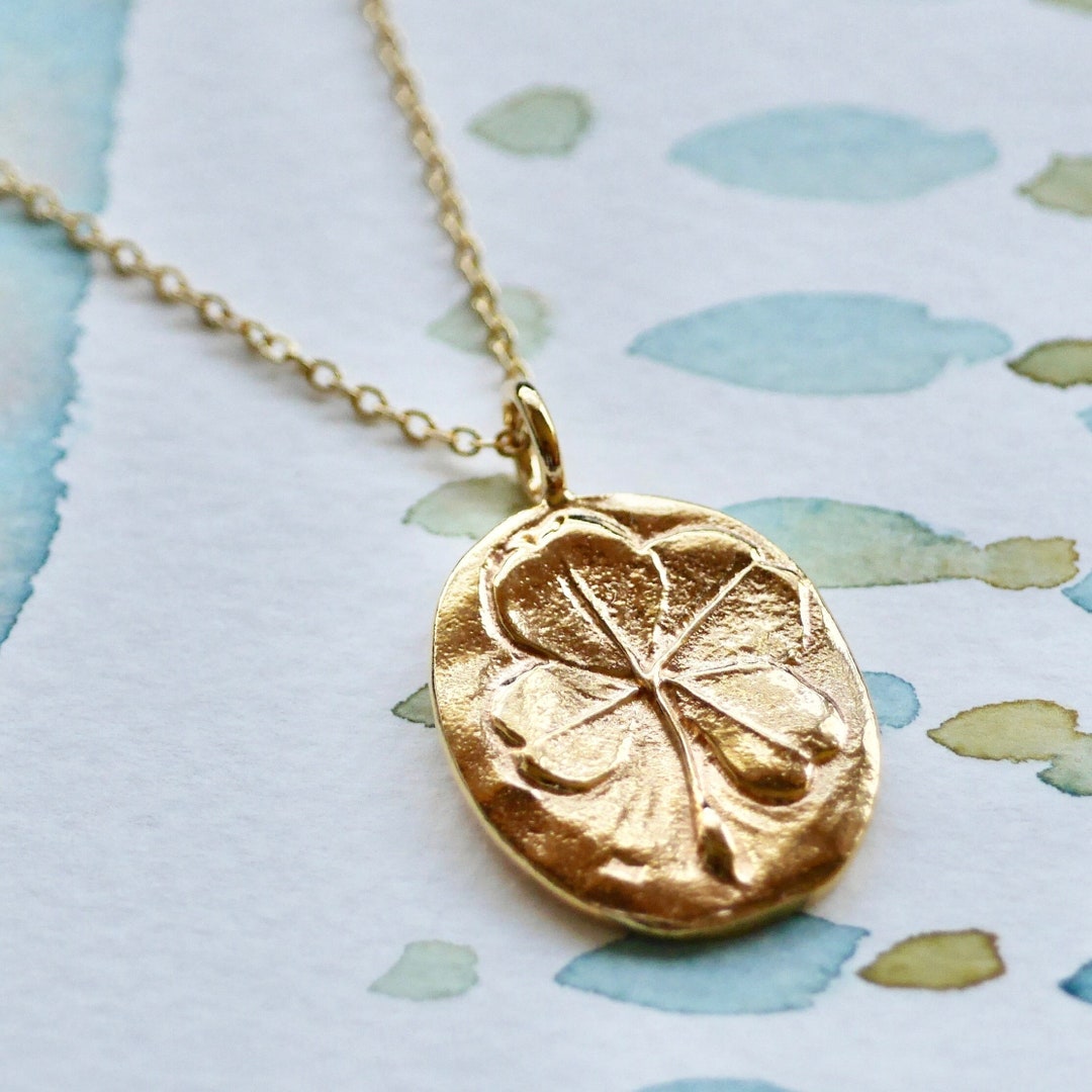 Personalised Gold Four Leaf Clover Coin Lucky Charm Necklace - Etsy