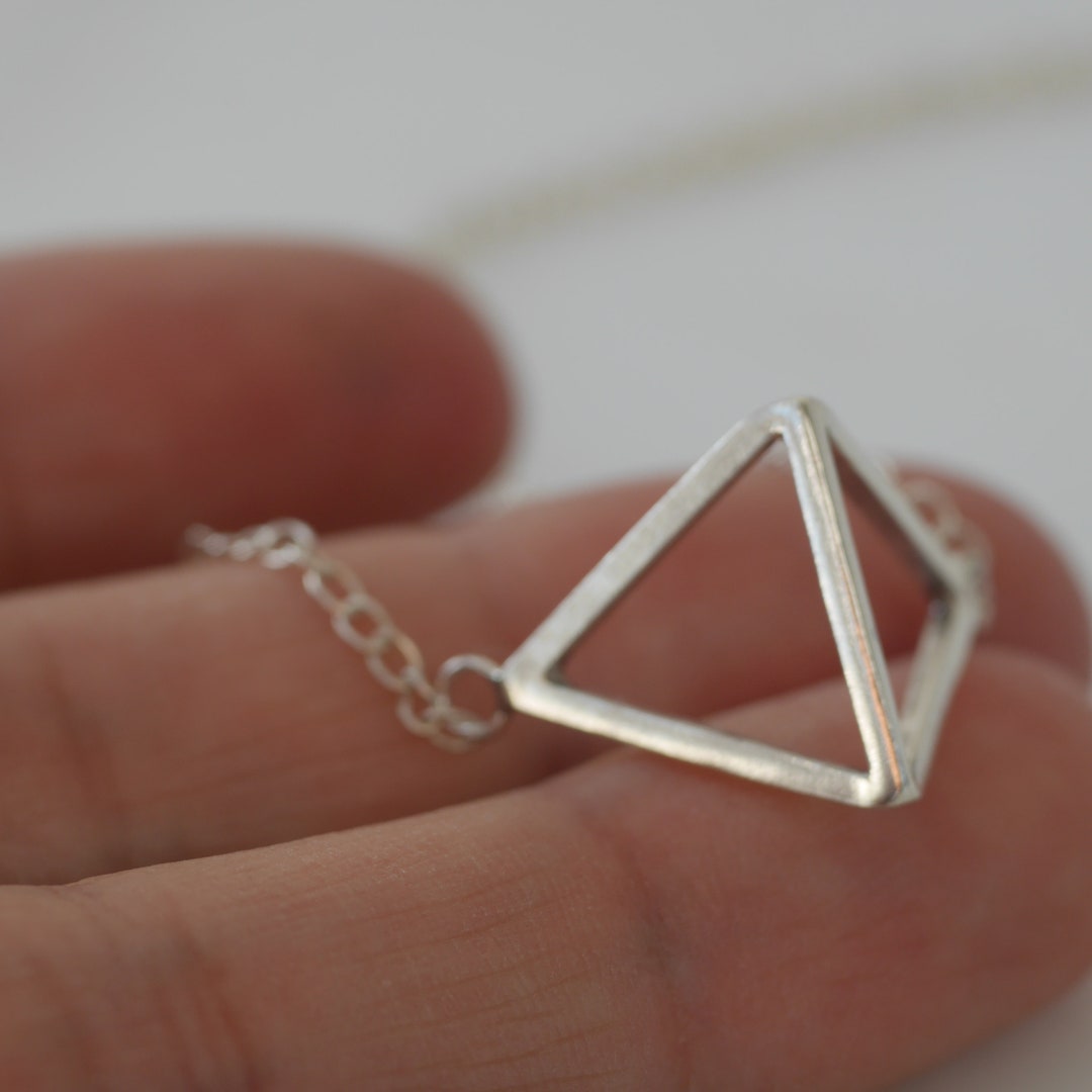 Mixed Metal 3D Double Triangle Geometric Necklace - Etsy UK