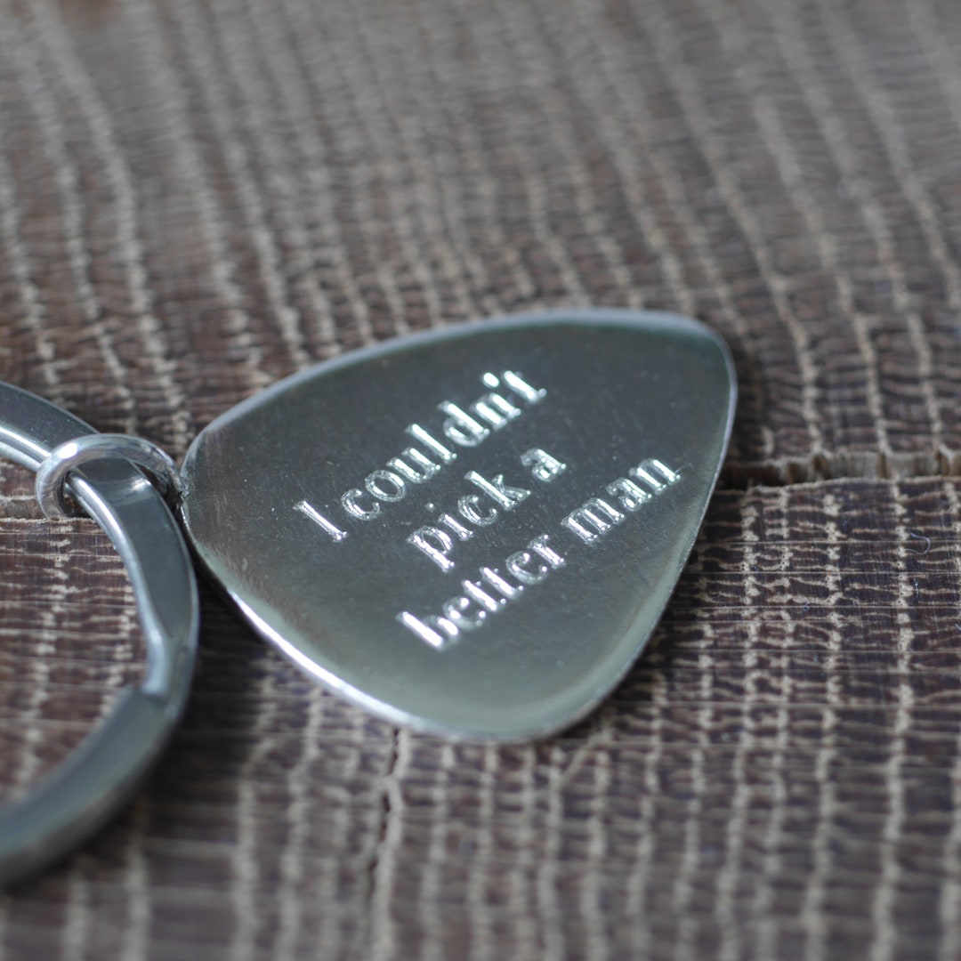 Personalised Guitar Pick Key Ring-sterling Silver, Bronze ...