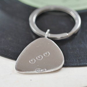 Personalised Guitar Pick Key Ring-sterling Silver, Bronze ...