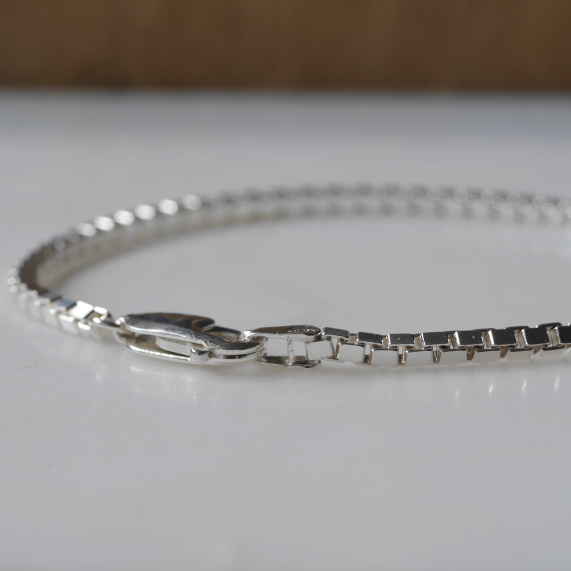 Sterling Silver Box Chain Unisex Minimalist Bracelet | Etsy