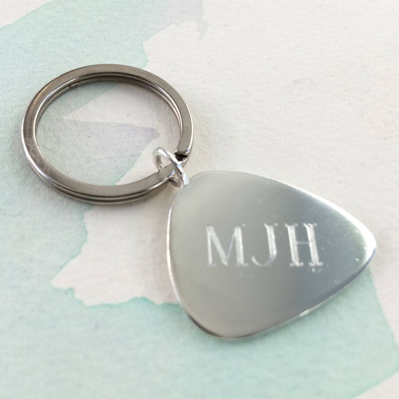 Personalised Guitar Pick Key Ring-Sterling Silver Bronze | Etsy