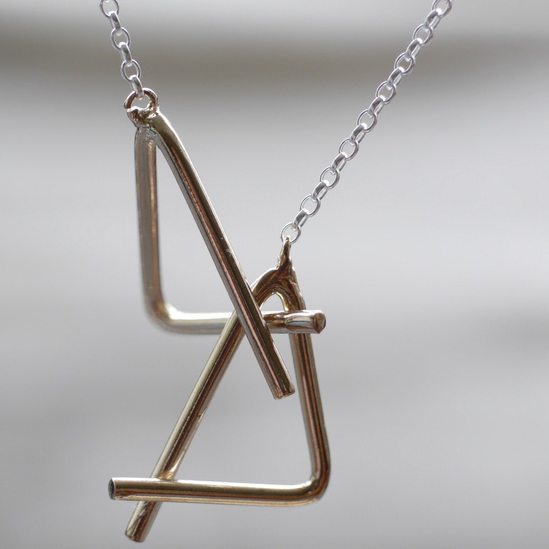 Puzzle Necklace -wire Puzzle Necklace - Triangle Mathematic Necklace - Etsy