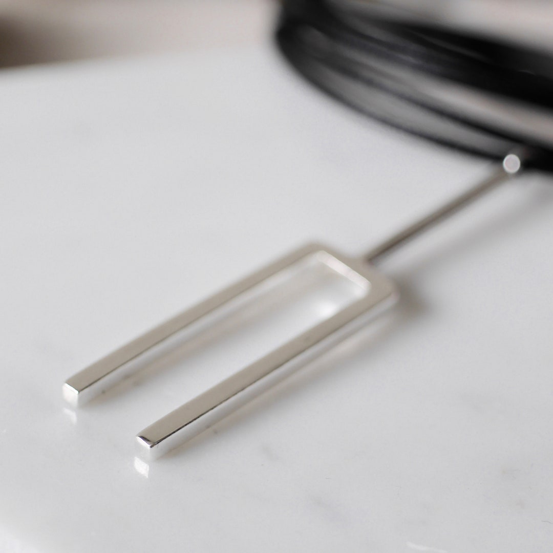 Real Miniature Tuning Fork Leather Cord Necklace - Silver Bronze Real ...