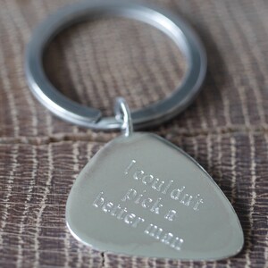 Personalised Guitar Pick Key Ring-sterling Silver, Bronze ...