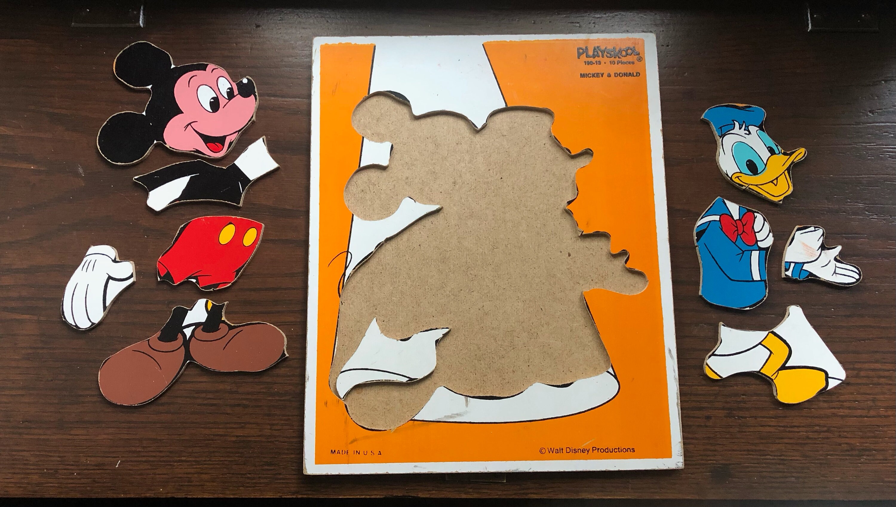Vintage Playskool Mickey Mouse and Donald Duck Wooden Puzzle - Etsy