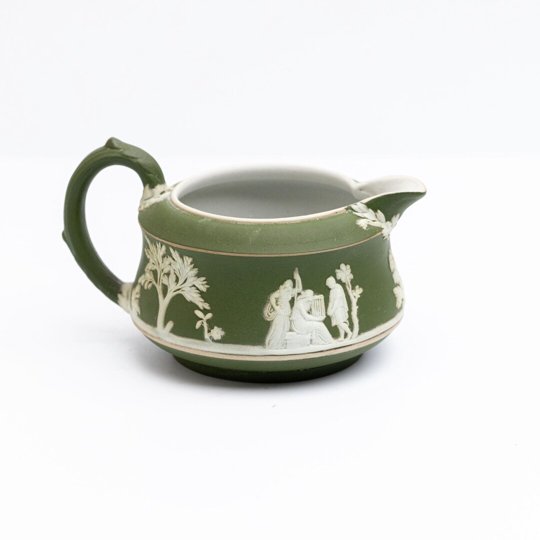 Antique Wedgwood Creamer (st. Louis), Jasper Dip, Dk Olive Green ...