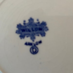 Vintage Blue Willow 7" Plate With Gold Rim. Marked Willow, Arklow ...