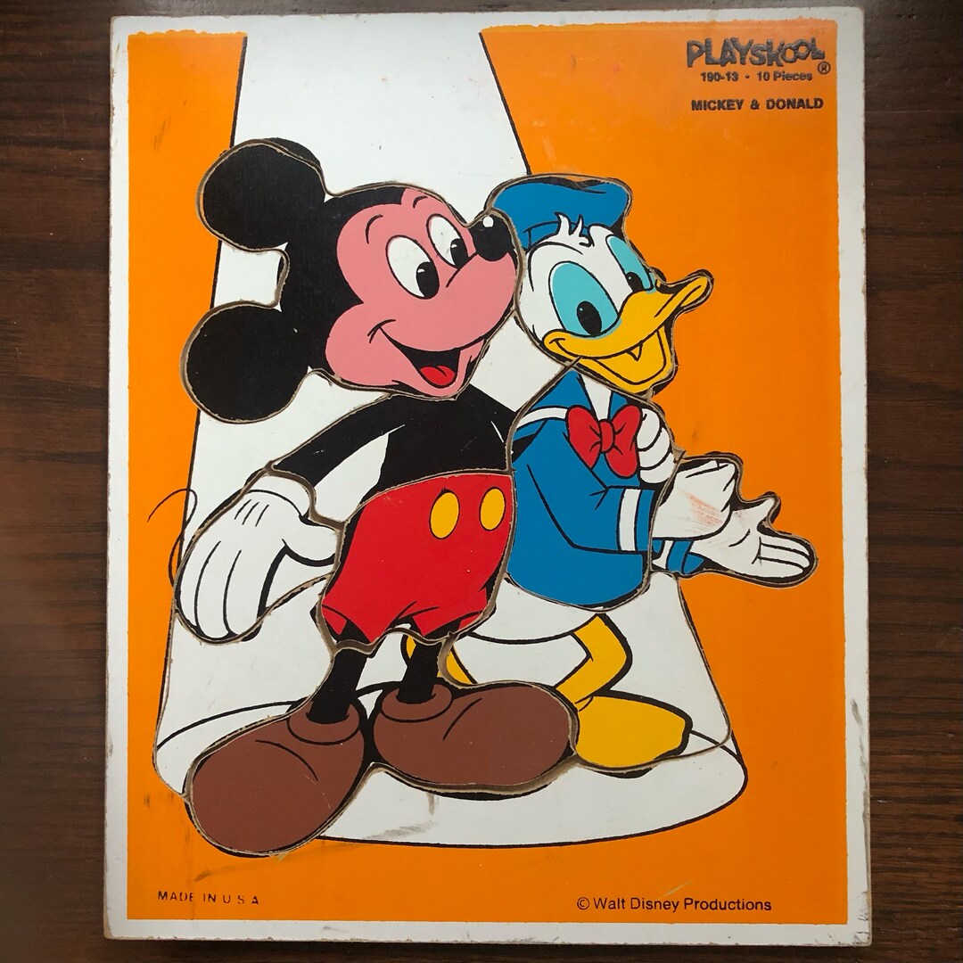 Vintage Playskool Mickey Mouse and Donald Duck Wooden Puzzle - Walt ...