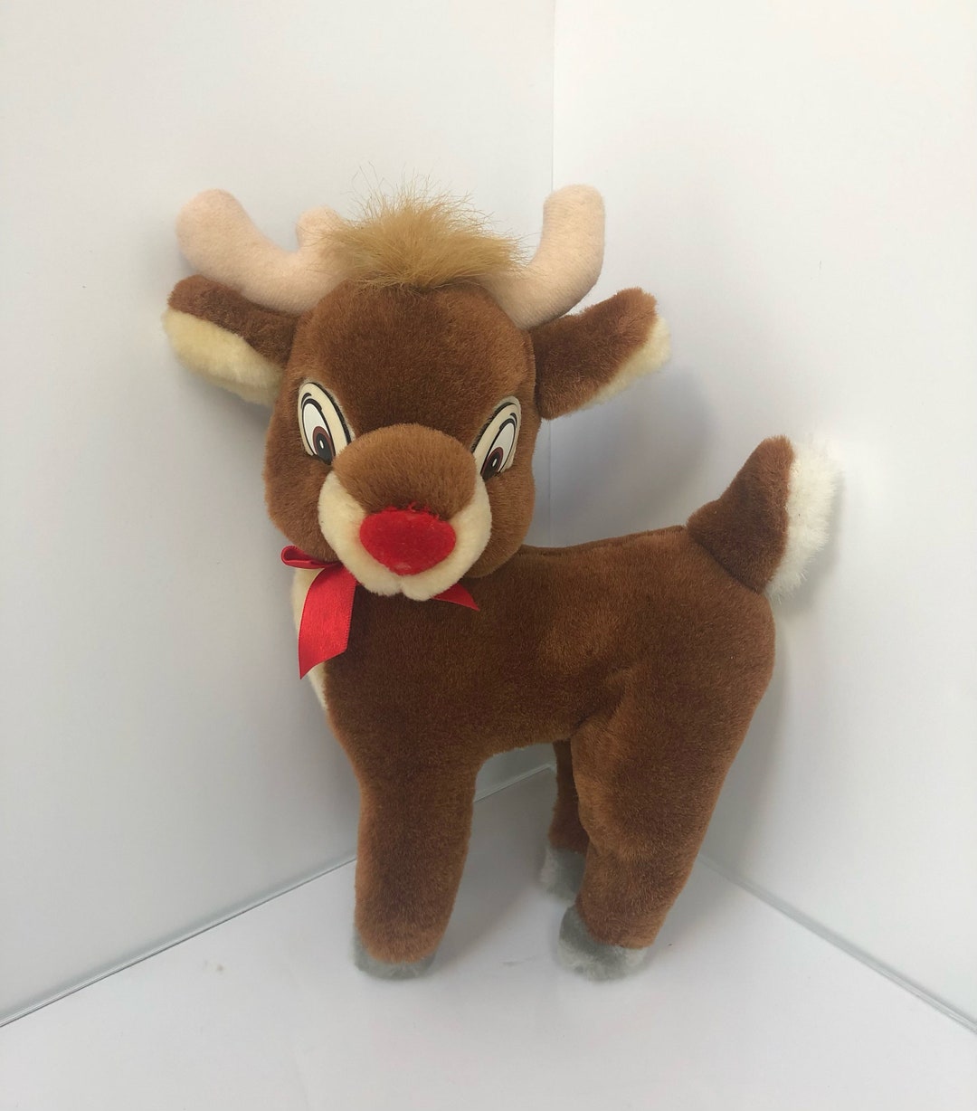 Adorable Vintage Stuffed Rudolph the Red Nosed Reindeer by Applause - Etsy