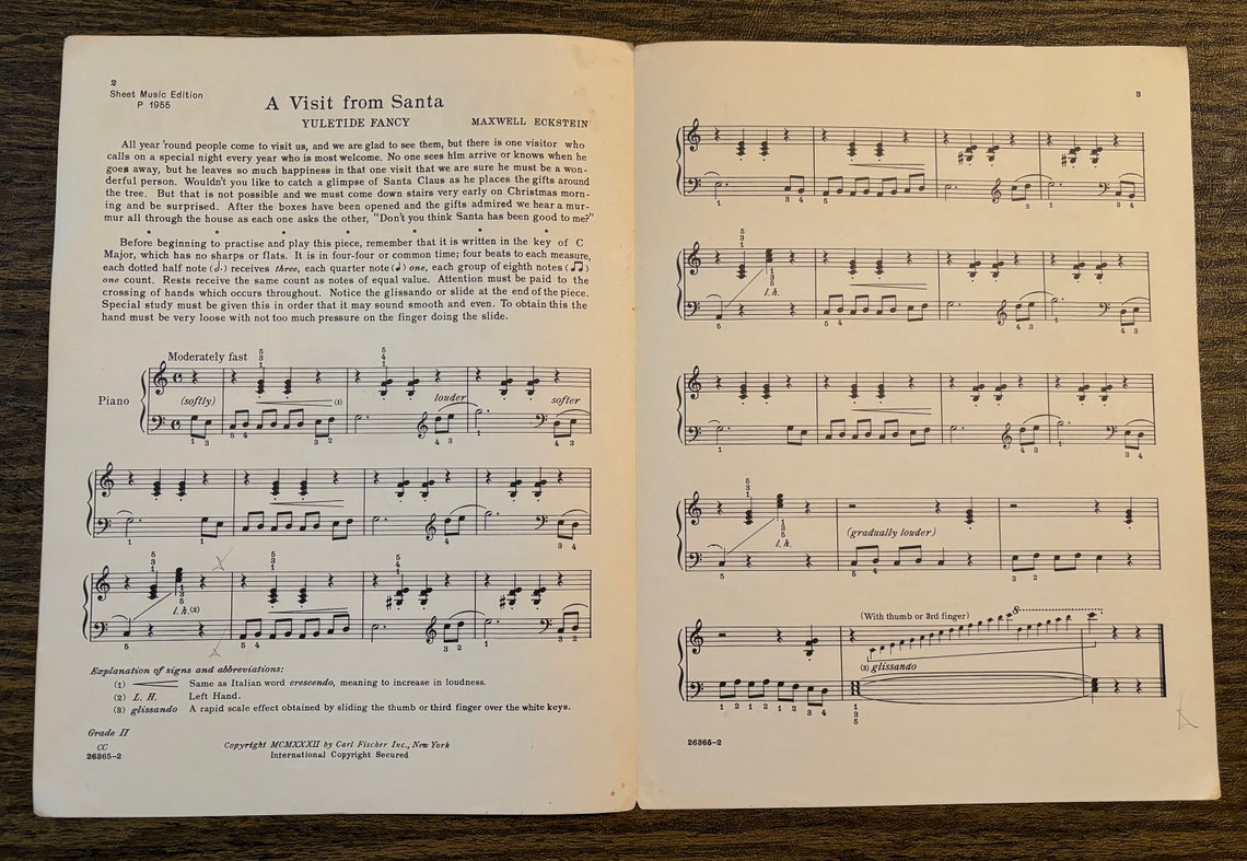 Vintage Christmas Sheet Music: A Visit From Santa by Maxwell Eckstein ...