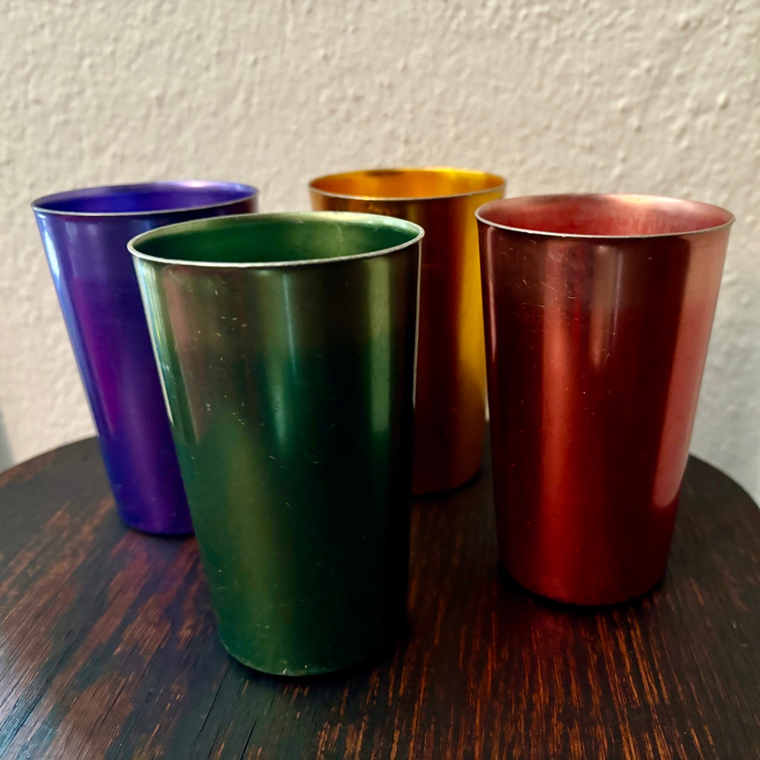 4 Vintage Bascal Aluminum Tumblers - 1960s - Etsy