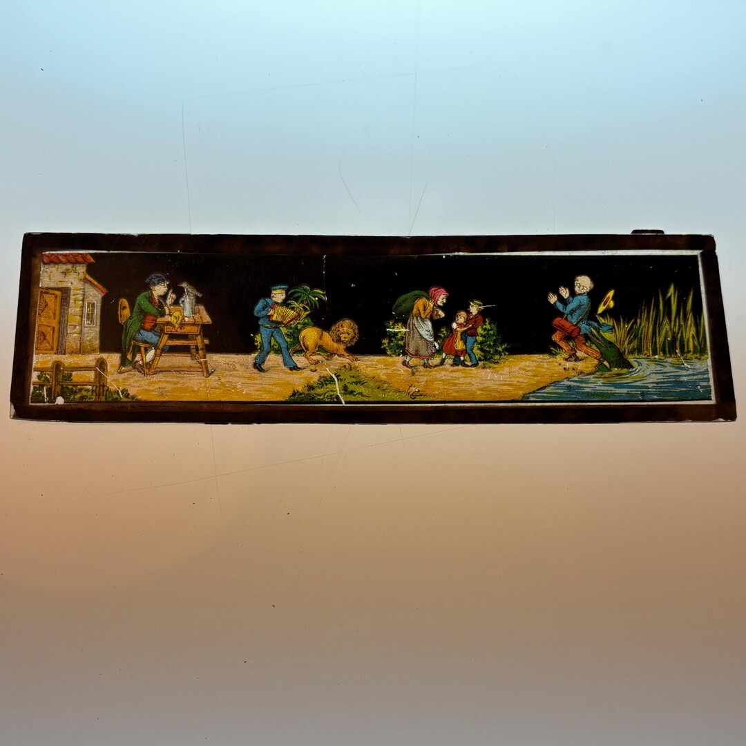 Rare Antique Magic Lantern Glass Slide, 1800s - Scenes With a Lion ...