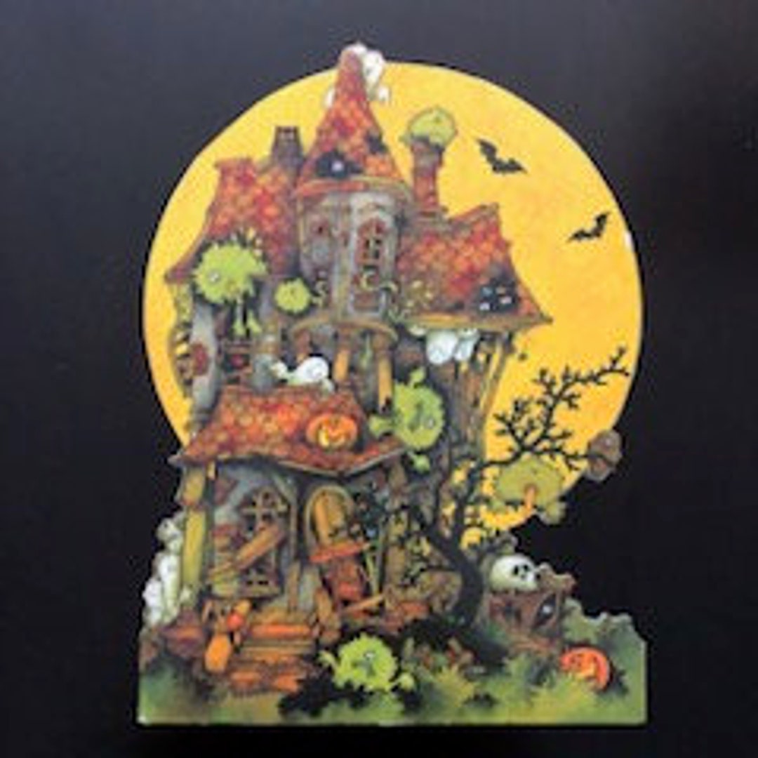 Vintage Halloween Haunted House Die Cut - Etsy