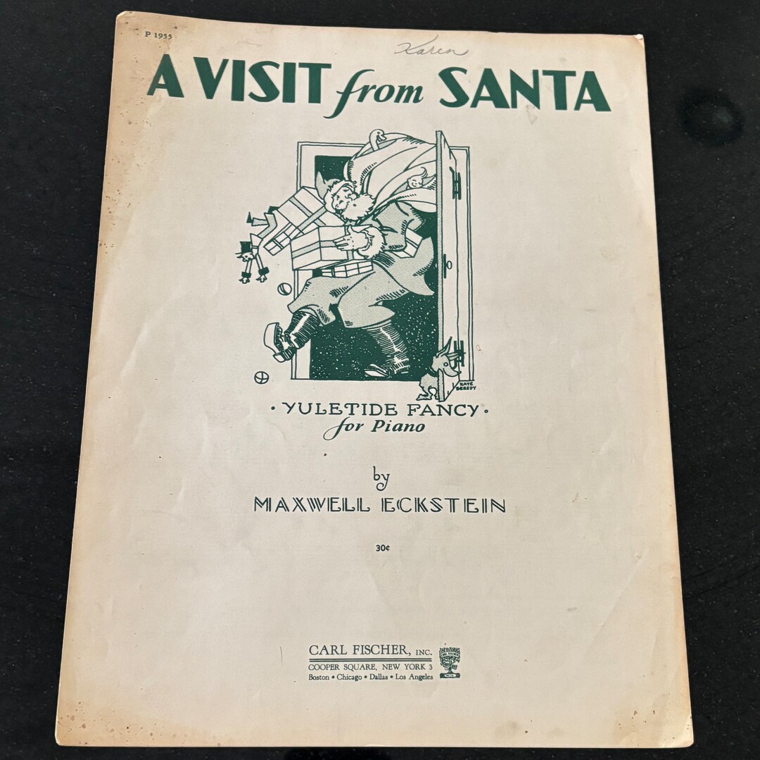 Vintage Christmas Sheet Music: A Visit From Santa by Maxwell Eckstein ...