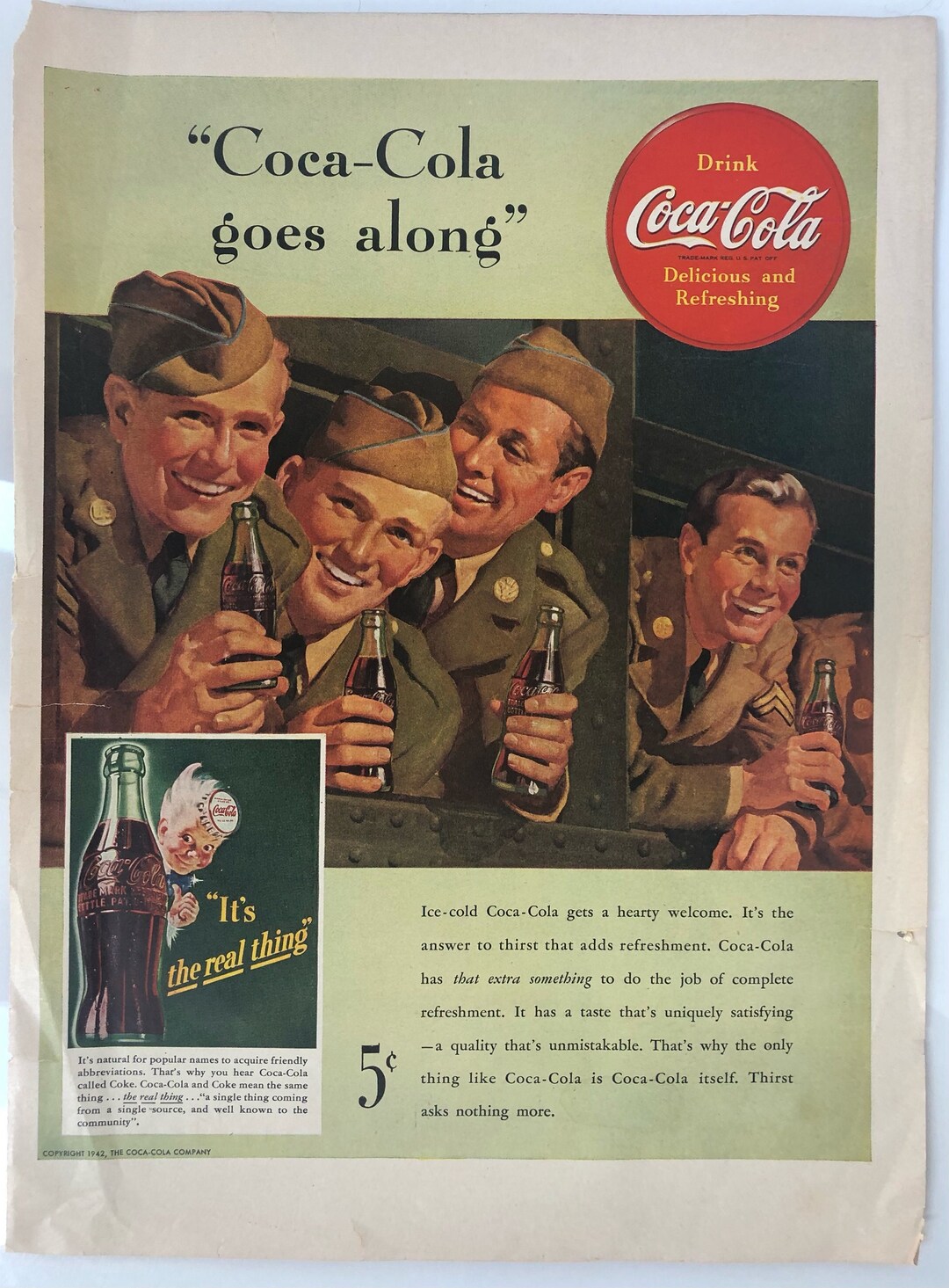 Vintage 1942 Coke US Army Soldiers on Train Coca-cola Print ...