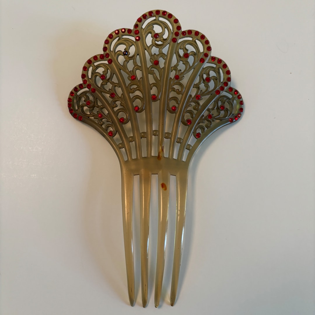 Antique Victorian Celluloid Hair Comb With Rhinestones - 1800s - Etsy