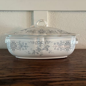 Antique Blue Transferware Covered Casserole With Lid. Marked "melton ...