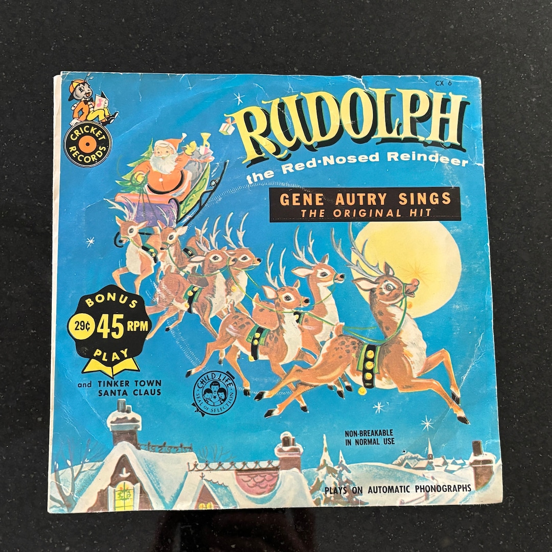Vintage Rudolph the Red-nosed Reindeer Record, 45 RPM With Original ...