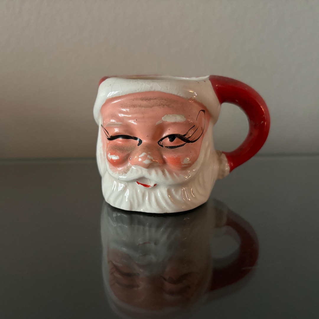 Vintage Hand Painted Winking Mini Santa Mug - 1950s-1960s - Etsy