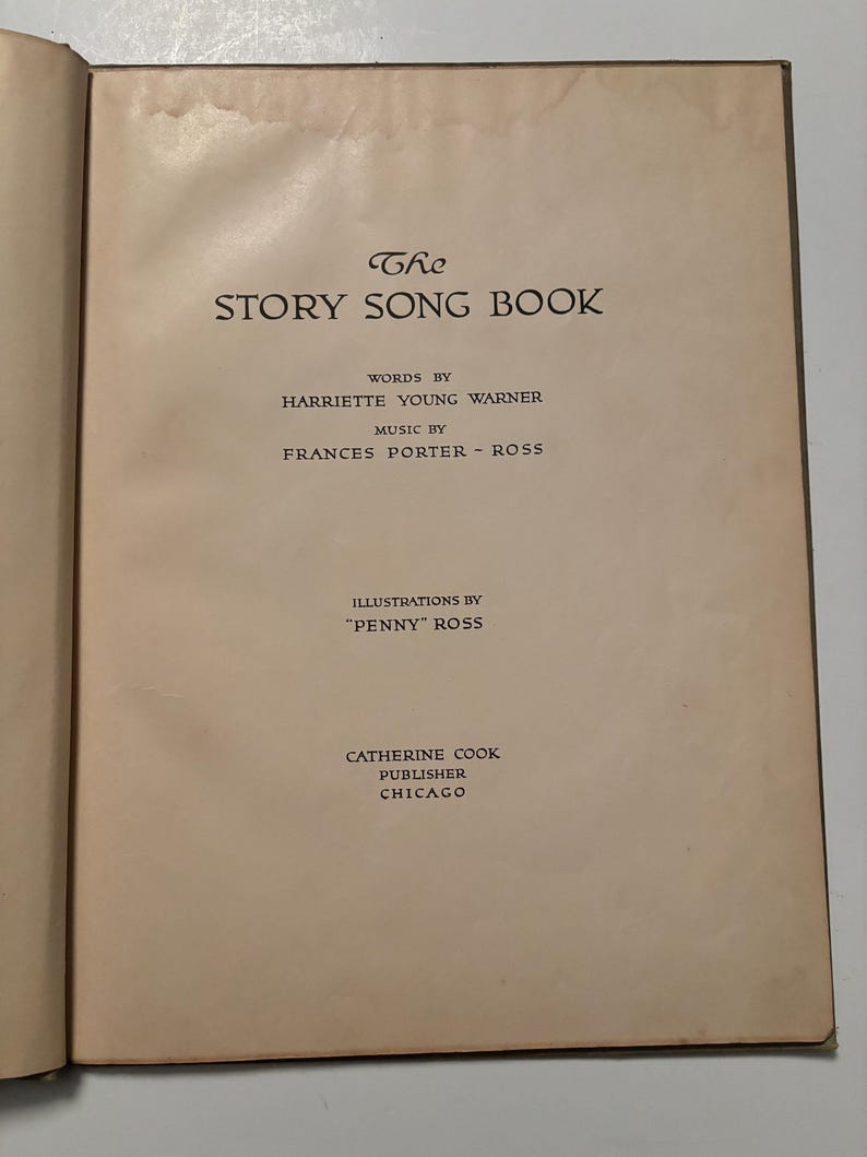 Rare Vintage Fairy Book: the Story Song Book, Words by Harriette Young ...