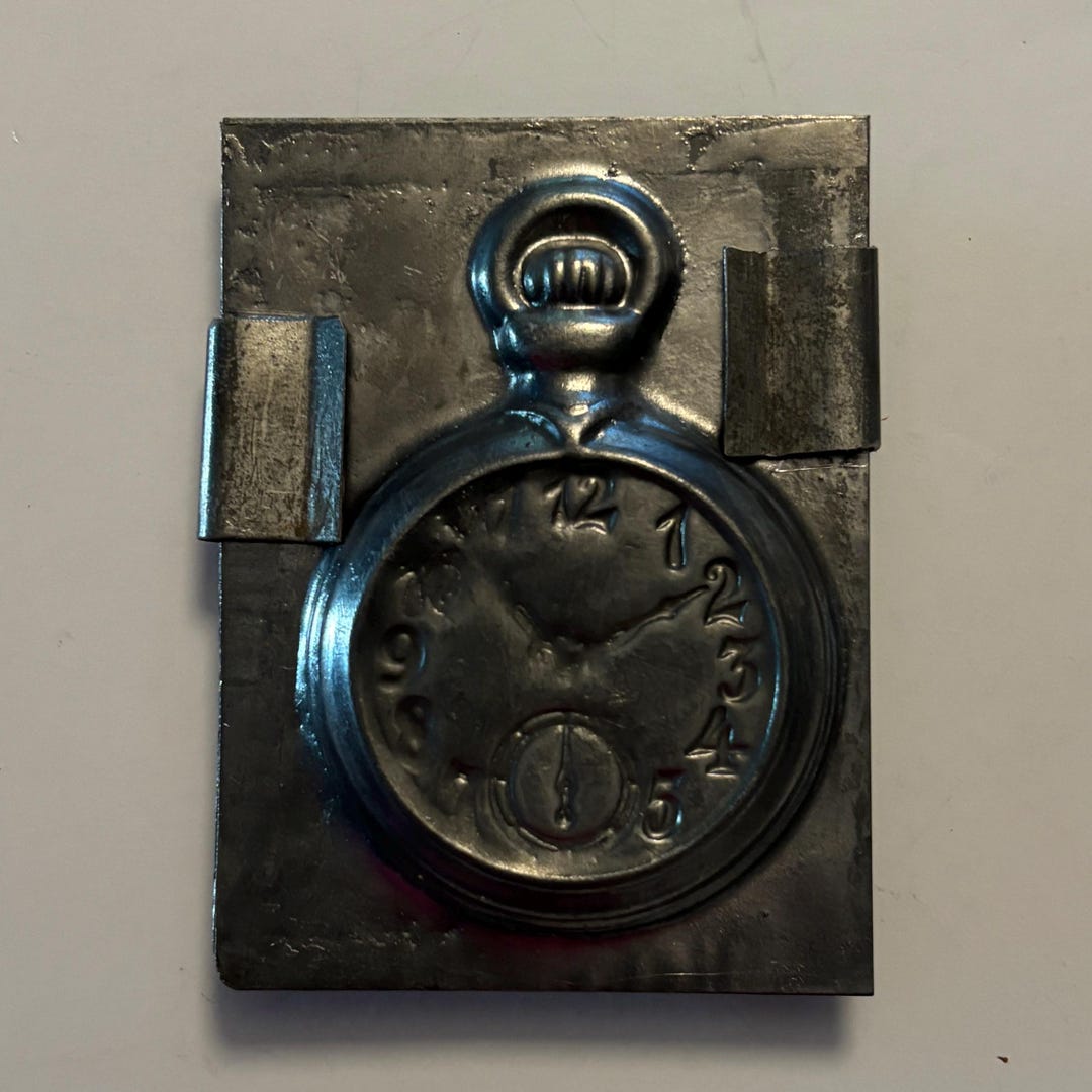 2 Piece Vintage German Pocket Watch Chocolate Mold With Clips, 3" X 2 1 ...