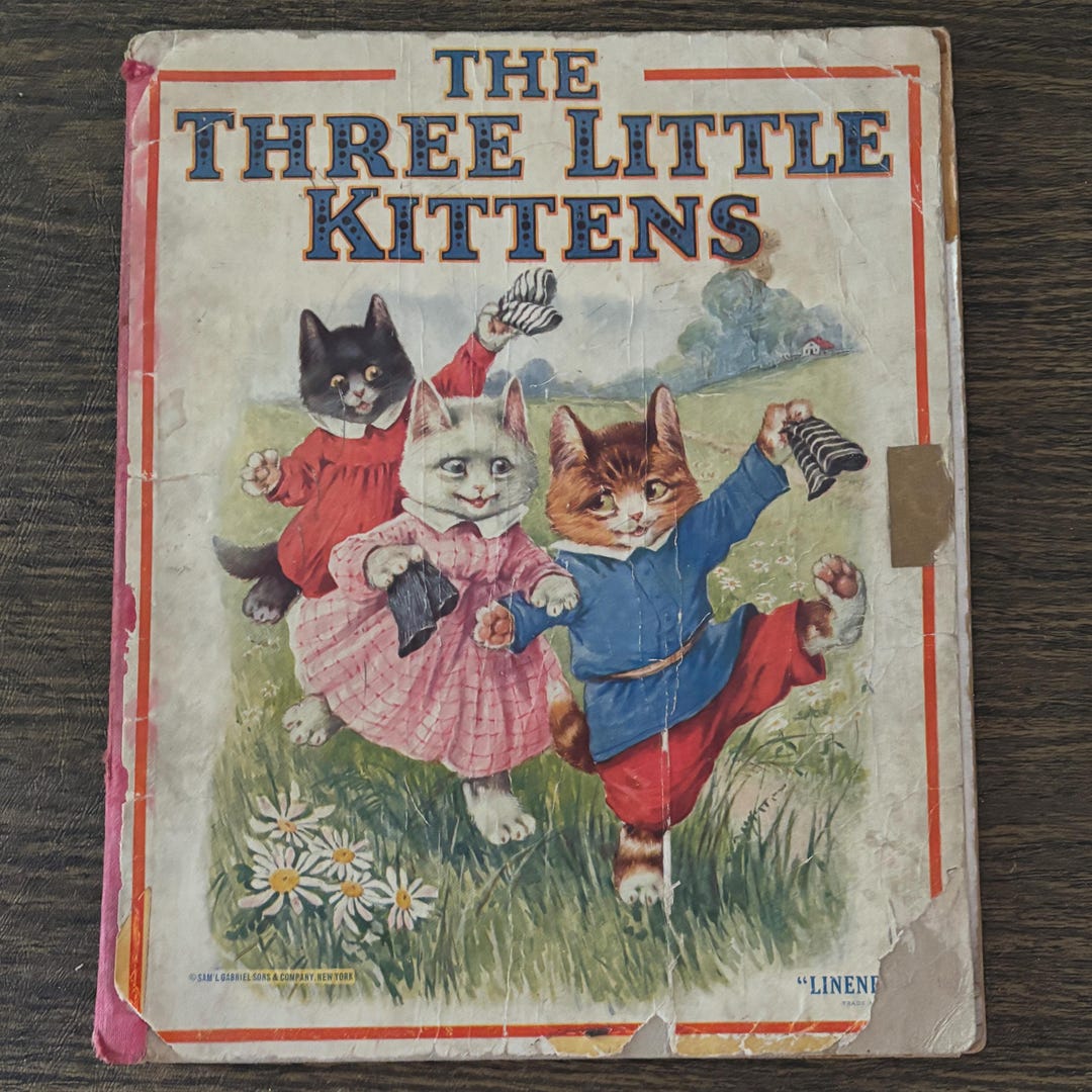 Antique Book: the Three Little Kittens, Linenette by Sam'l Gabriel Sons ...