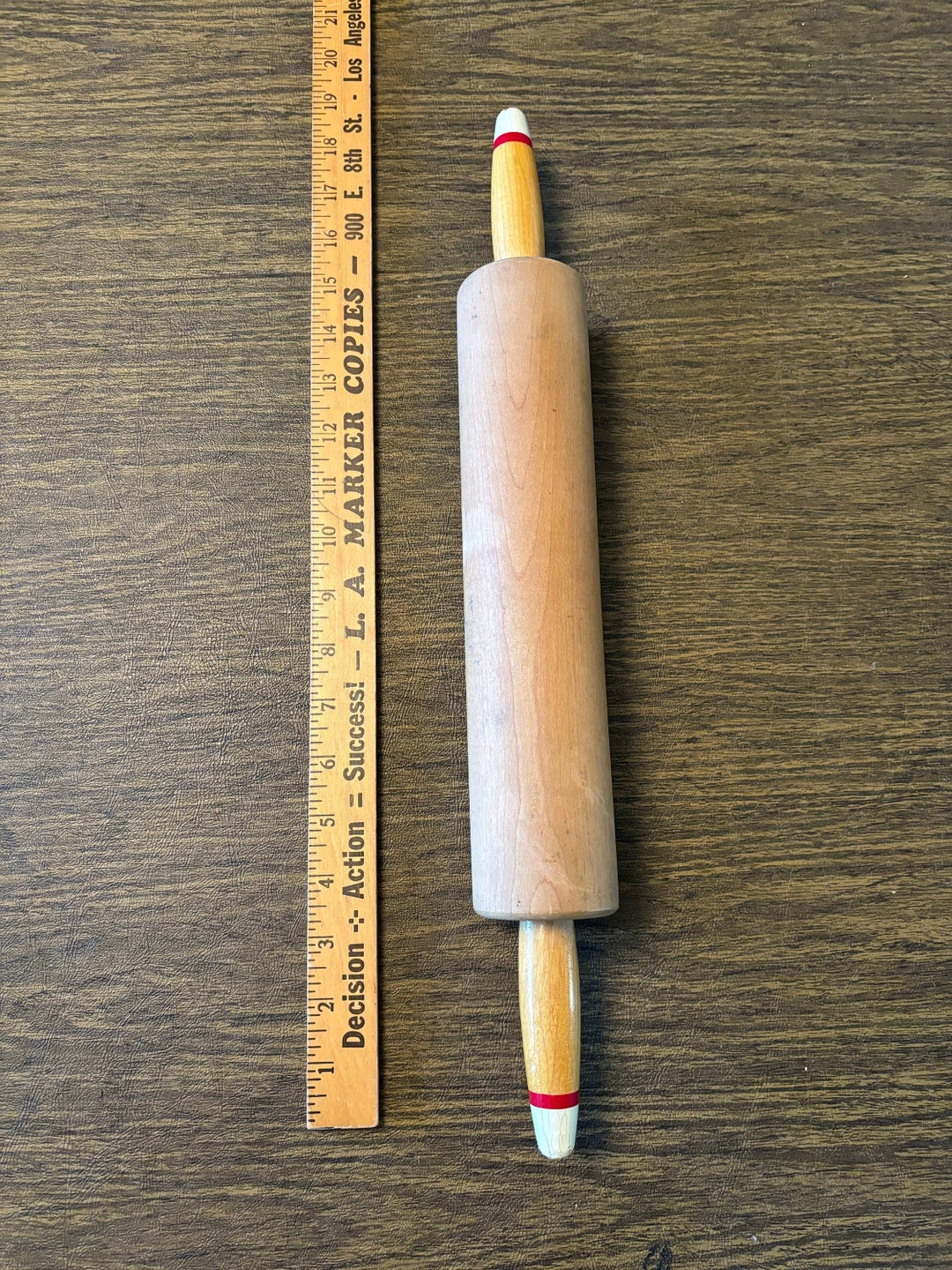 Large Vintage Classic Red and White Handled Rolling Pin - 18 Inches - Etsy