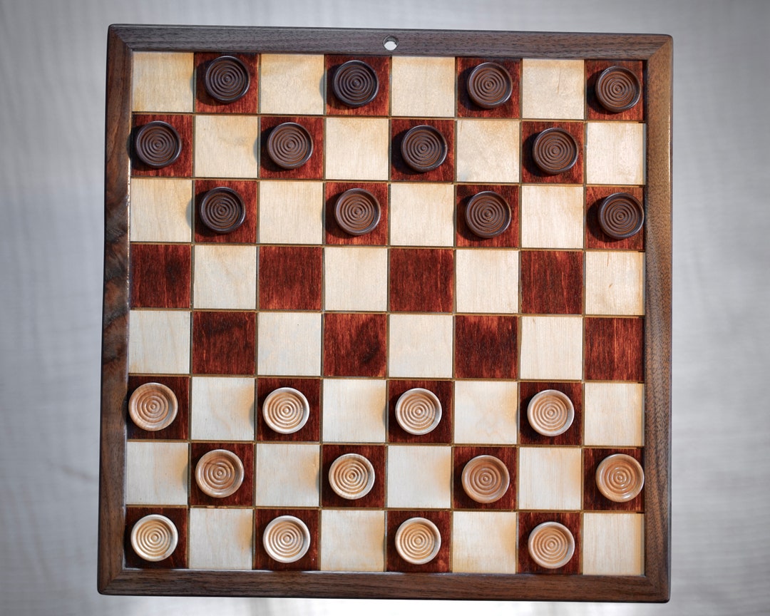 Classic Wooden Checker Board, Handcrafted Old Fashioned Wooden Board ...