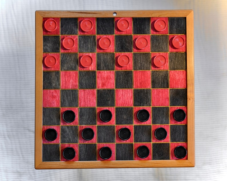 Handcrafted Wooden Checkerboard Game, Walnut or Cherry Frame - Etsy