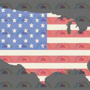 AMERICAN FLAG CROCHET Pattern Graphgan Throw Blanket Flag Afghan Graph ...
