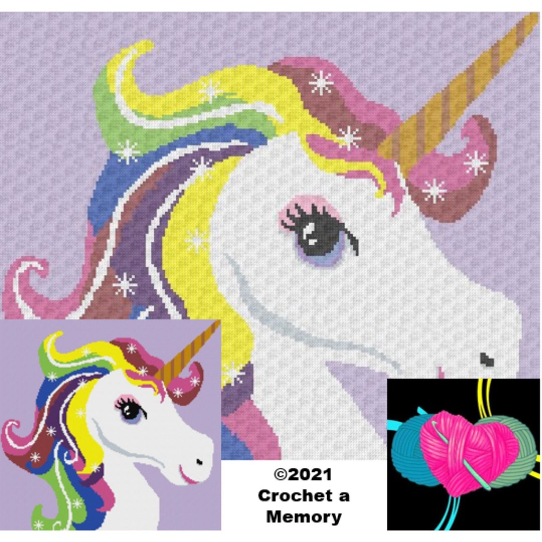 CROCHET UNICORN PATTERN Snowflake Rainbow Unicorn Graphgan Colorful ...