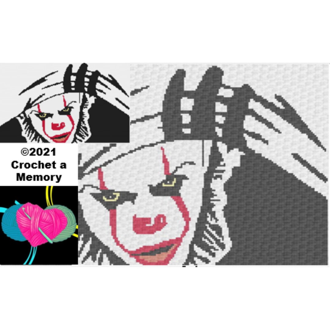 Scary Clown C2C Crochet Graphgan Pattern: Halloween Graph (digital ...