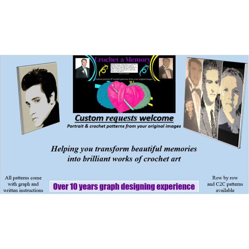 CROCHET ELVIS PATTERN Elvis Portrait Crochet Graph Pattern | Etsy