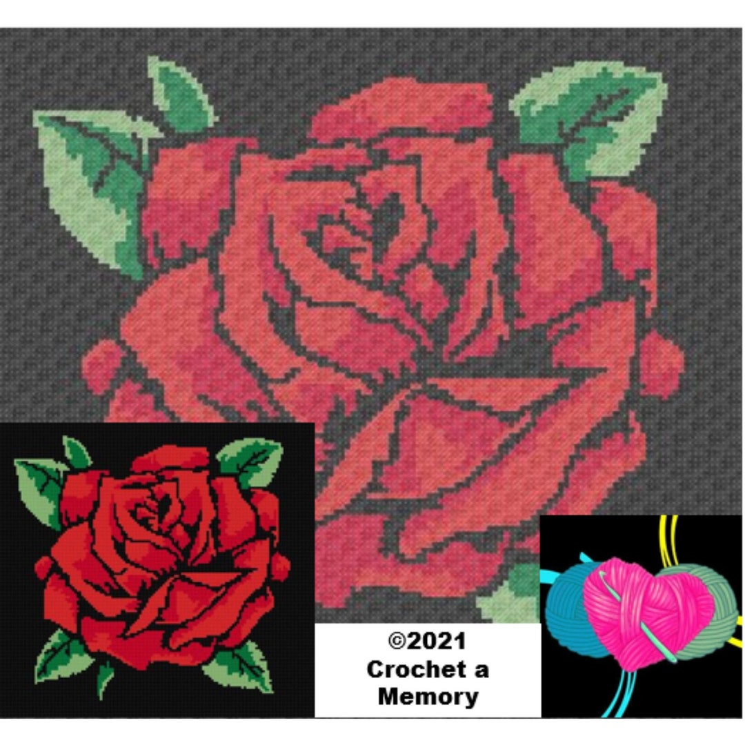 Red Rose Crochet Pattern: Floral Graphgan Afghan (digital Download) - Etsy