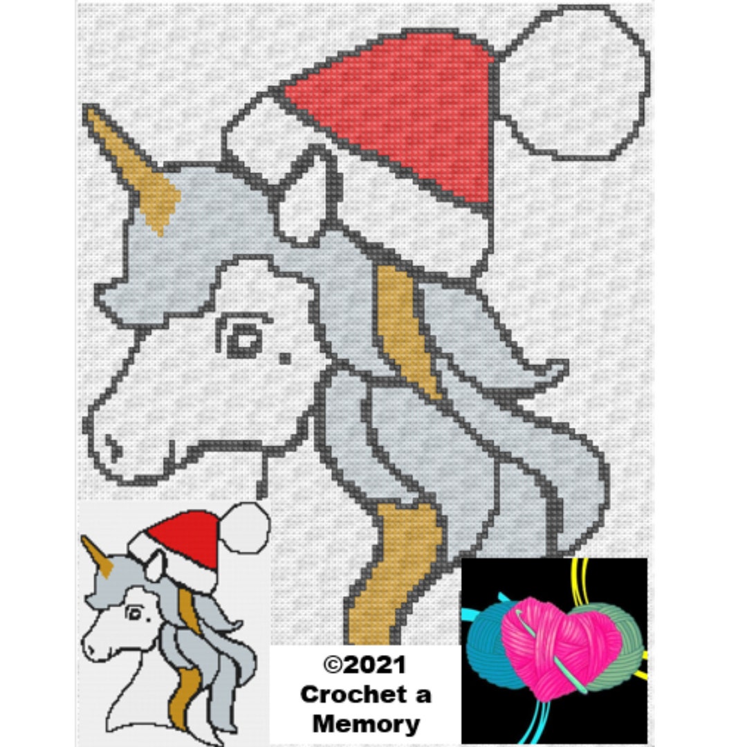 Unicorn Christmas Crochet Graph Pattern: Holiday Afghan (digital ...