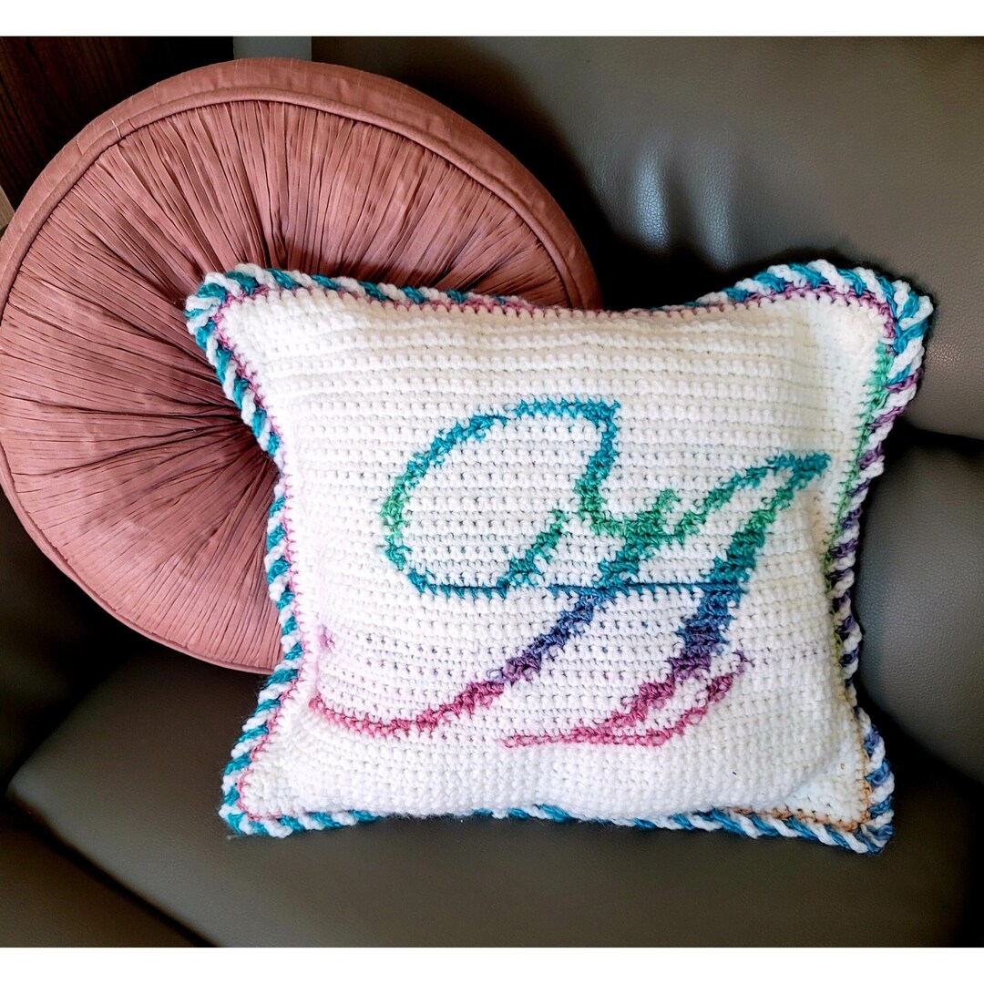 CROCHET MONOGRAM PILLOW Patterns Personalized Alphabet Throw Pillow ...