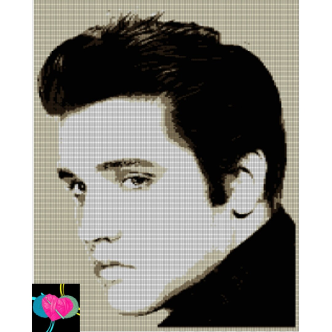 CROCHET ELVIS PATTERN, Elvis Portrait Crochet Graph Pattern, Single ...