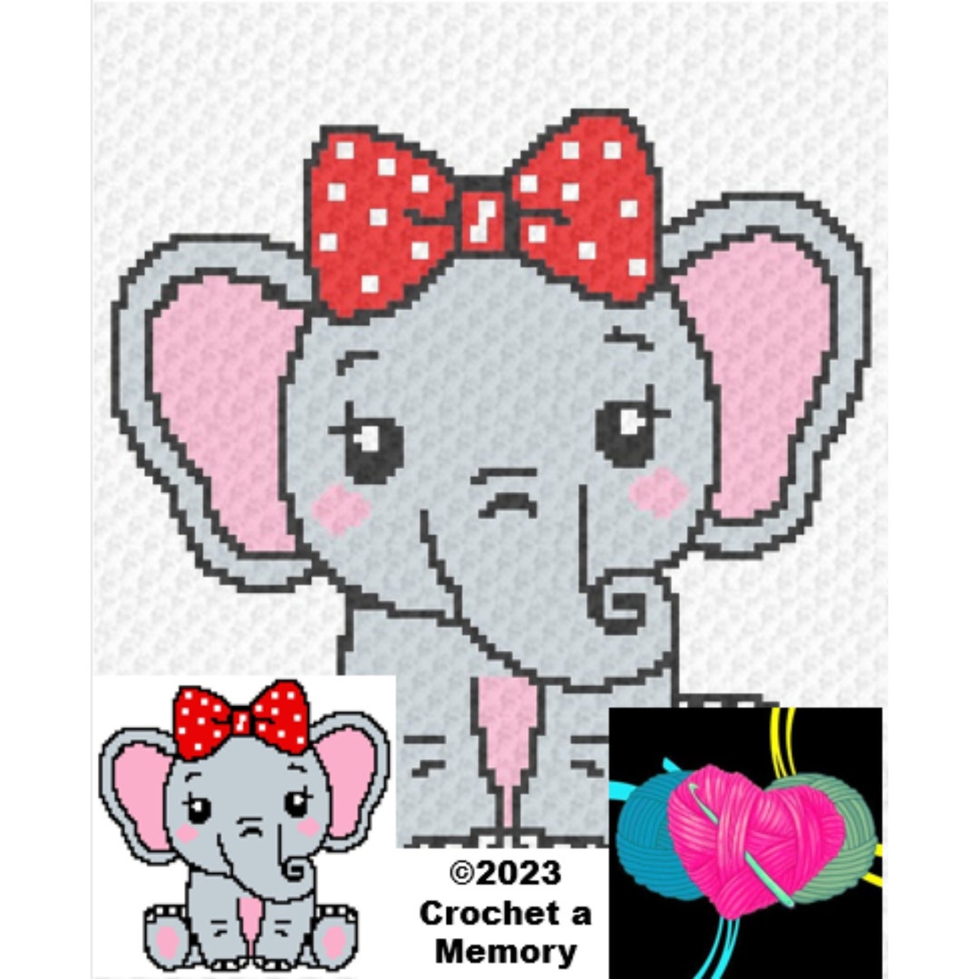 Elephant Graphgan Crochet Pattern: C2C Baby Blanket & Pillow (digital ...
