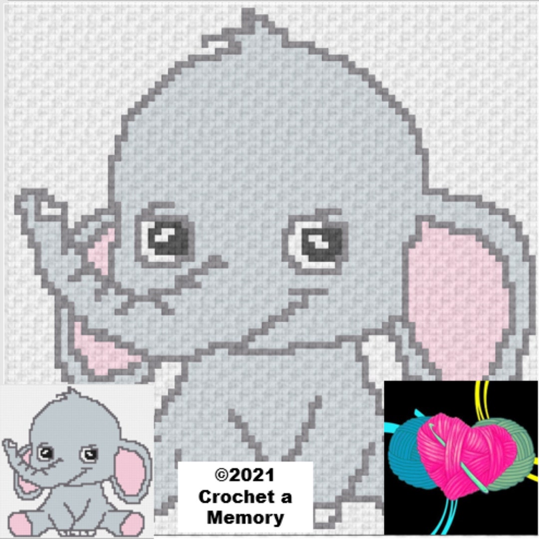 Crochet Elephant Graphgan Pattern: C2C Written Pattern (digital ...