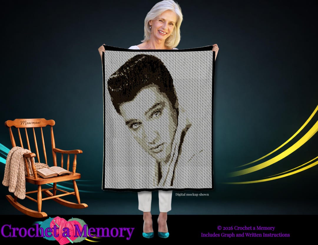 Elvis Presley Crochet Portrait Graphgan Pattern, SC Elvis Crochet ...